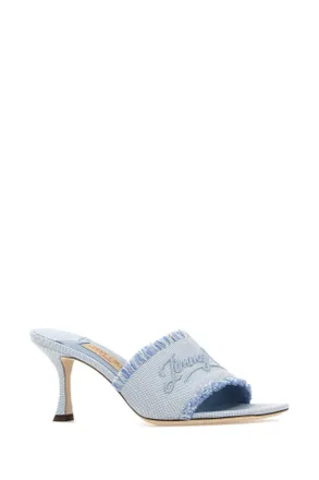 Jimmy Choo London Womens Alexia 70 Mule Blue Fabric Sandal