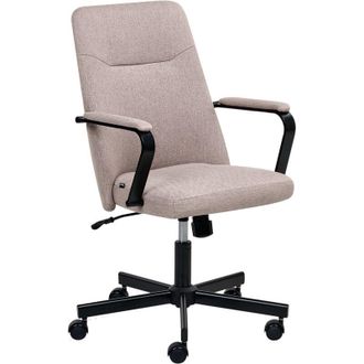 Beliani Beliani - B&uuml;rostuhl hellbrauner Stoffbezug drehbar h&ouml;henverstellbar mit Armlehnen f&uuml;r das Homeoffice modern