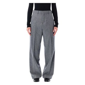 Ami Femme, Pantalons, Gris, Taille: 38 FR Wool Wide-Leg Pantalons