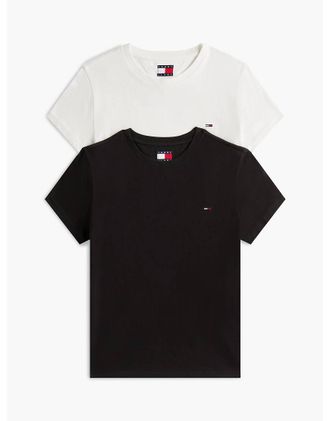 Tommy Jeans 2er-Pack schmal geschnittene T-Shirts in verschiedenen Farben mit Rundhalsausschnitt-Multi