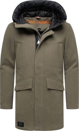 Stone Harbor Herren Wintermantel Fenroos in Wolloptik mit abnehmbarer Kapuze