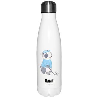 Mr. & Mrs. Panda Personalisierte Thermosflasche Panda Golfen - Geschenke, Mit Namen, Isolierflasche Gravur, F&uuml;r Sport, Golf spielen, Sommerflasche Wunschtext, Verein, 