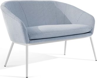 Konsimo Solis Gartensofa 2-Sitzer - wetterbest&auml;ndige Loungesofa, wasserabweisender Stoff, modernes Garten Sofa aus EU, 118 x 76 x 66 cm (fischgr&auml;tenmuster, bl