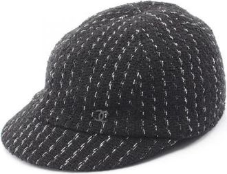 Chanel Pre-owned Casquette en tweed - Femme - Pre-owned - Noir - Taille: ONE Size