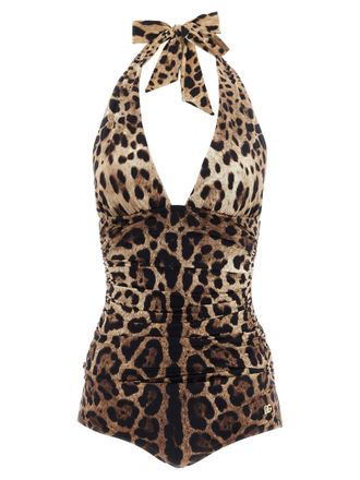 Dolce & Gabbana Leopardo One-Piece Swimsuit - Tan