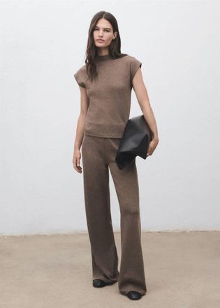 Mango Shirt mit Perkins-Kragen mittelbraun - Damen - XXS - MANGO