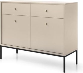 Selsey Monne Sideboard Kommode 2-türig mit 2 Schubladen, Beige im Vintage Look