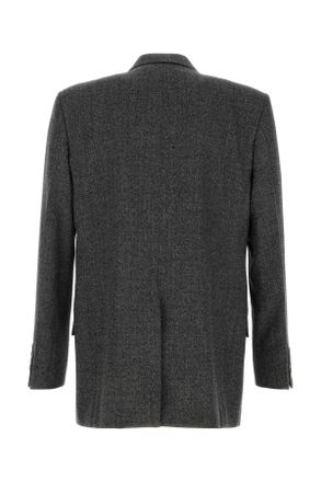 Gucci Mens Melange Charcoal Wool Blazer Blackwhite Exterior: Giacche E Gilet