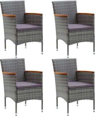 vidaXL Garten-Essst&uuml;hle 4 Stk. Poly Rattan Grau vidaXL