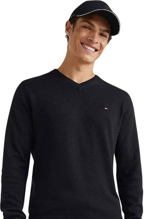 Tommy Hilfiger Herren Pullover V-Neck Regular Fit, Schwarz (Black), XXL
