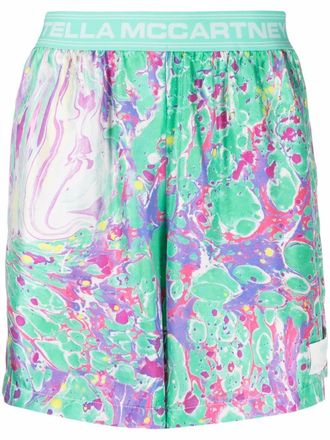 Stella McCartney x Ed Curtis short &agrave; motif abstrait - Vert