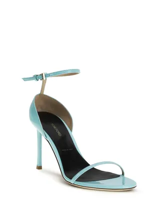 Tom Ford Womens Vertigo Patent Leather Sandals Aqua Calf Bos Taurus