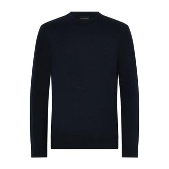 Emporio Armani Rundhals-Pullover aus Wollmischung - - Knitwear - Herren - Blau - 2XL