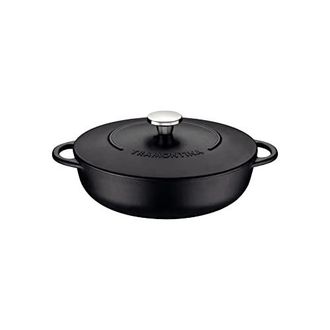 Tramontina TRENTO Wok aus Gusseisen mit Deckel, 5l, Durchmesser 32 cm (Gusseisen Antihaft, Ø 28 cm - 4,1 L)
