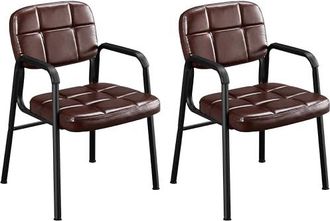 Yaheetech Chaises de Visiteur Fauteuil Salon Fauteuil daccueil Visiteur Si&egrave;ge Rembourr&eacute; en Smilicuir pour Bureau/Salle dAttente/Cuisine Marron Lot de 2