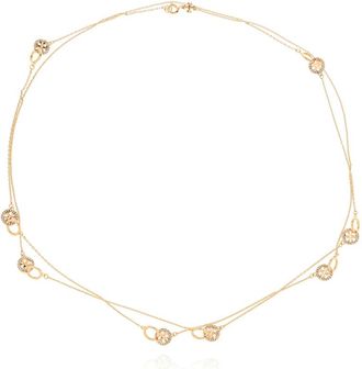 Tory Burch Femme, Accessoires, Jaune, Taille: ONE Size Long Icon Pav&eacute; Interlocking Necklace