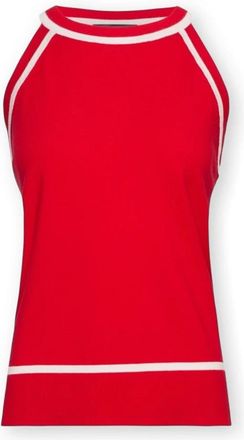 Elena Miro Femme, Tops, Rouge, Taille: 46 FR Top Tricot en Viscose M&eacute;lang&eacute;e