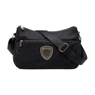 Blauer Femme, Sacs, Noir, Taille: ONE Size Borsa in Nylon Maxi Scudetto Strass POE
