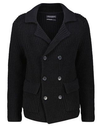 Marc O'Polo Herren Caban-Strickjacke aus Wolle und Baumwolle