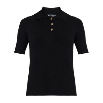 Dolce & Gabbana Femme, Pulls, Noir, Taille: 36 FR Polo c&ocirc;tel&eacute;