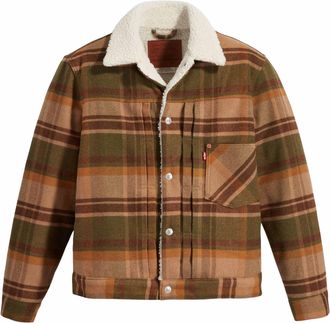 Levi's Mens Type I Sherpa Trucker Jacket, BAROLD Plaid Winter, XS