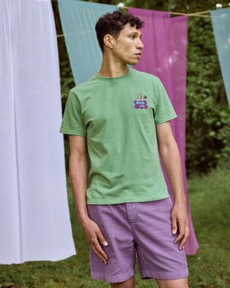 Faguo T-shirt imprim&eacute; open air vert menthe coton