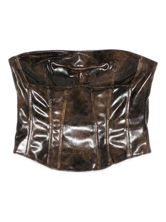Patrizia Pepe corset zippé à effet enduit - Marron