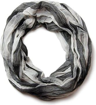 styleBREAKER Écharpe tube snood avec motif à carreaux et rayures, unisexe 01018036, couleur:Noir-gris