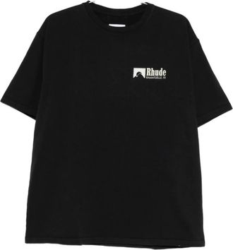 Rhude Homme, Tops, Noir, Taille: M T-shirt Ras du Cou avec Logo Graphique