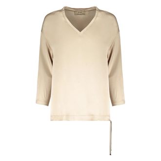 Herno Bluse mit langen &Auml;rmeln und V-Ausschnitt - - Blouses & Shirts - Damen - Beige - M
