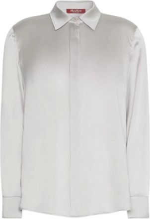 Max Mara Chemise en satin avec boutons bijou - Femme - Blouses et Chemises - Gris - Taille: 40 FR