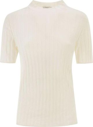 PESERICO Femme, Pulls, Blanc, Taille: 40 FR Haut en maille c&ocirc;tel&eacute;e &agrave; col montant