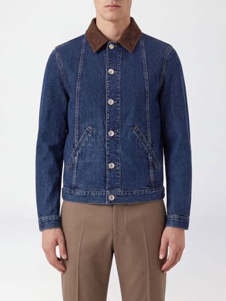 Brunello Cucinelli Veste en jean en denim de coton &agrave; col classique avec fermeture &agrave; boutons
