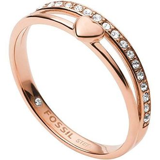Fossil Bague Pour Femme Vintage Glitz, Longueur : 21.5 X 20 X 6 Bague En Acier Inoxydable Or Rose, JF03460791