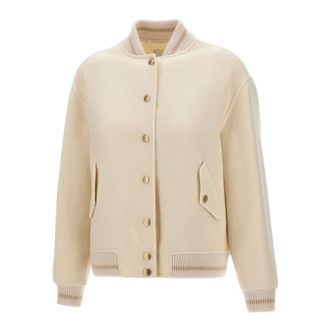 Eleventy Femme, Vestes, Blanc, Taille: 38 FR Wool Bomber Jacket