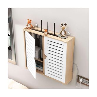 Generic WiFi-Router-Box, 2-lagige WiFi-Router-Aufbewahrungsbox, Router-Regal aus Holz mit Schrankt&uuml;r, wandmontierte TV-Set-Top-Box, dekorative Box zur Verstec