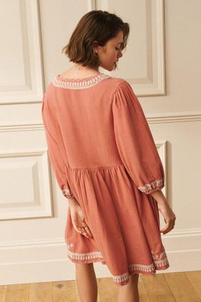 Laura Ashley Minikleid Laura Ashley besticktes Minikleid aus Baumwolle (1-tlg)