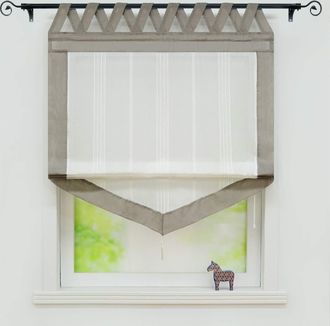 Joyswahl halbtransparente Raffrollo Leinenoptik &raquo;Amy&laquo; Wohnzimmer Schals Raffgardine mit V Schlaufen BxH 100x140cm Grau 1 St&uuml;ck