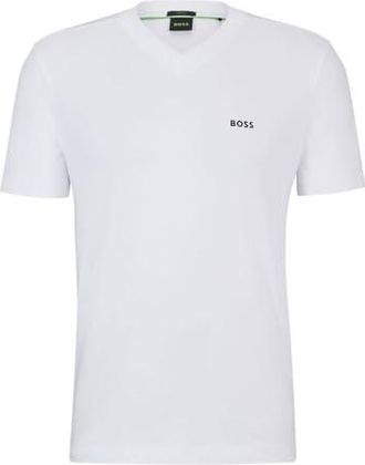 BOSS T-Shirt V pour Homme, Blanc 100, Taille M EU, Blanc 100, M