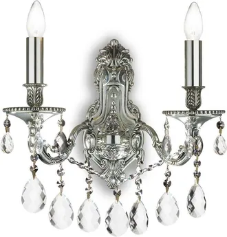 Ideal Lux Ideal Lux - Gioconda - Applique murale &agrave; 2 ampoules pour bougie dint&eacute;rieur argent avec cristaux, E14