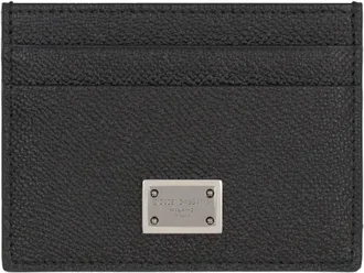 Dolce & Gabbana Mens Pebbled Calfskin Card Holder Black Wallets & Cardholders