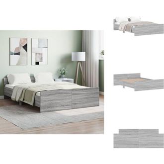 vidaXL Cadre de lit sans matelas sonoma gris 140x190 cm - Cadre De Lit - Lit Double - Lit Deux Personnes - Lit Gris - Lit Design