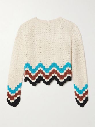 Escvdo Haut En Coton Crochet&eacute; &Agrave; Festons Safi - Cr&egrave;me