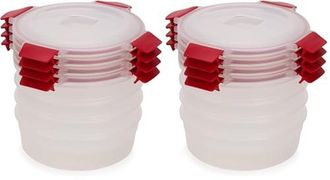 Joseph Joseph Nest Lock, 4 St&uuml;ck Rund Kunststoff K&uuml;che Lebensmittel Lagerung aufbewahrungsbox mit Deckel, auslaufsicher, luftdicht, platzsparend, BPA frei, 1L (Pack