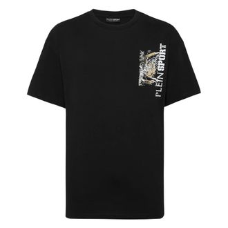 Plein Sport Homme, Tops, Noir, Taille: XS T-Shirt Col Rond MC Tiger