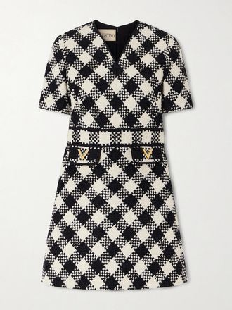 Valentino Garavani Mini-robe En Tweed &Agrave; Carreaux - Noir