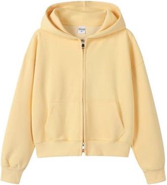 Generic 2026 Vestes courtes &agrave; capuche et fermeture &eacute;clair pour femmes, style cor&eacute;en et sweat-shirt d&eacute;contract&eacute;, jaune, 3XL