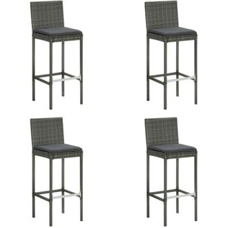 vidaXL Vidaxl - Tabourets de bar de jardin et coussins lot de 4 r&eacute;sine tress&eacute;e