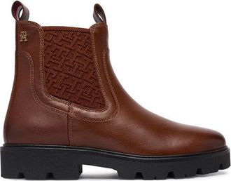 Tommy Hilfiger Klassische Stiefeletten Th Monogram Leather Chelsea Boot FW0FW09562 Braun