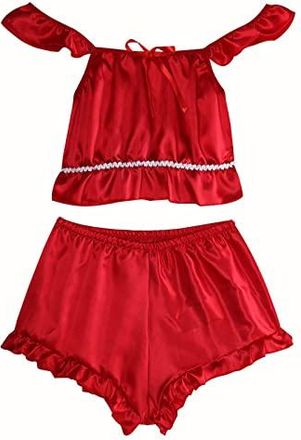 Generic Lingerie en latex sexy passion lingerie de nuit grande taille 2 pi&egrave;ces ensemble de lingerie sexy pour femme, rouge, M